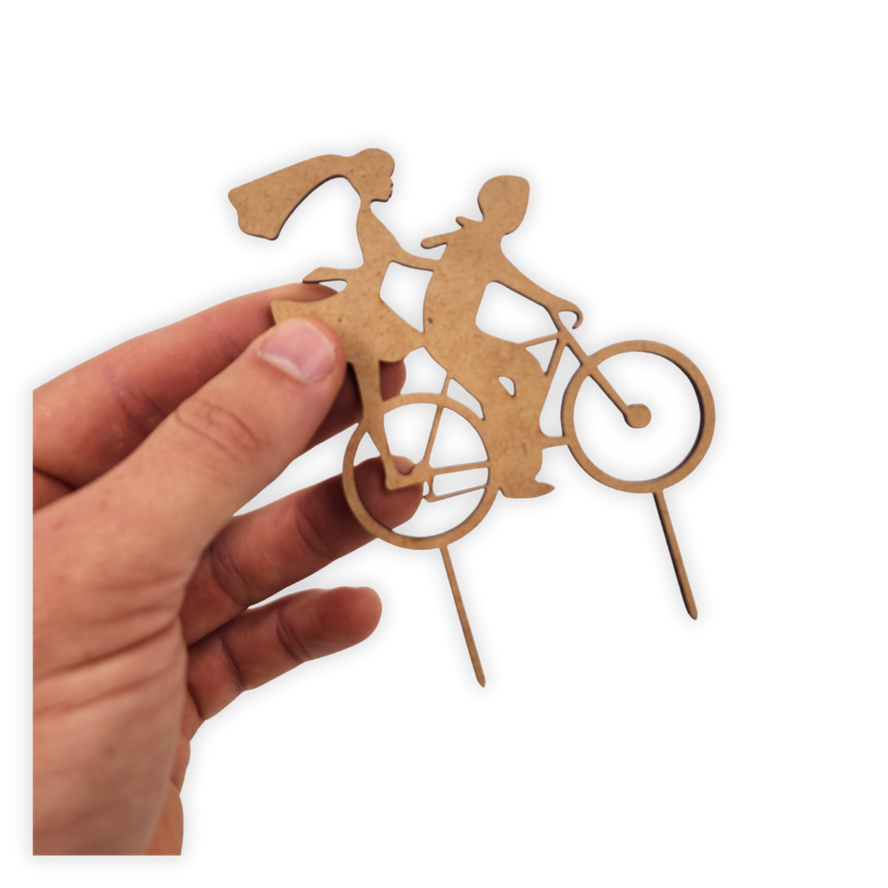 Couple Riding a Bike Cake Topper – The Wood Lab